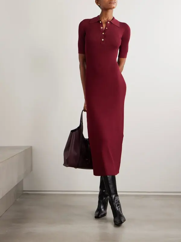 Rebecca Vallance Reagan Ribbed Knit Polo Dress