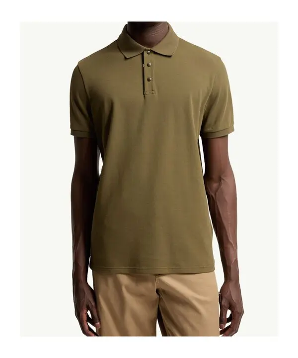 Moncler Logo Cotton Piquet Polo Shirt - Olive Green