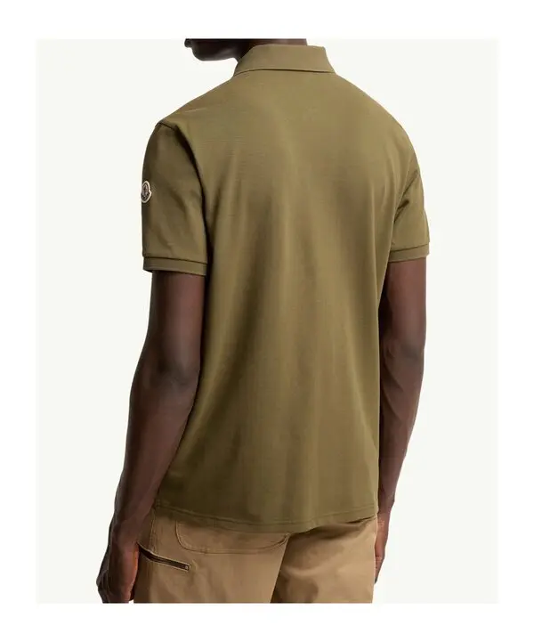 Moncler Logo Cotton Piquet Polo Shirt - Olive Green