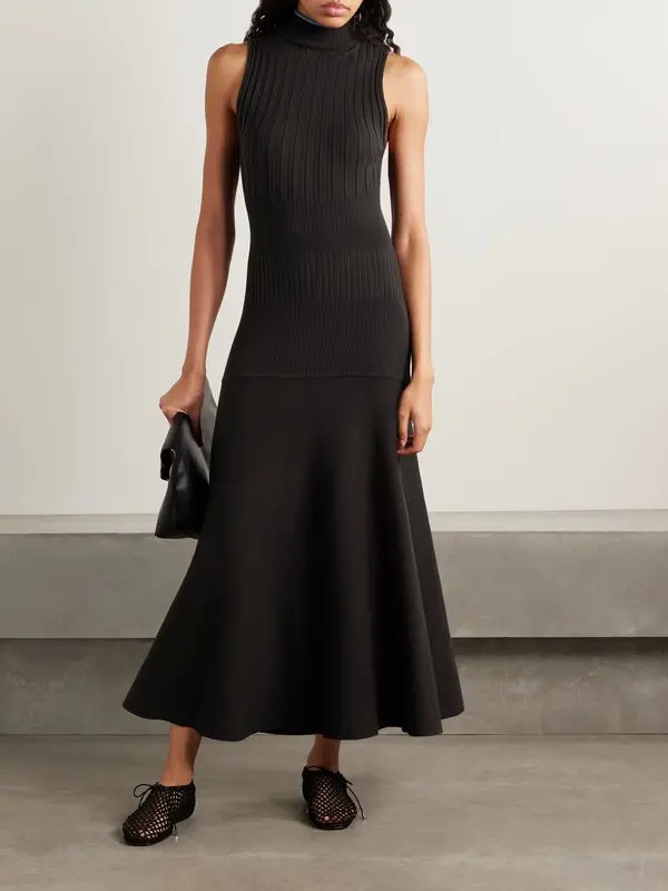 Proenza Schouler Paneled Knitted Midi Dress