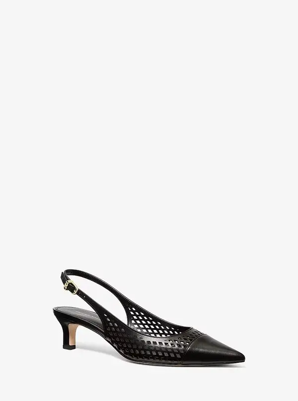 Michael Kors Amara Laser-cut Leather Slingback Pump