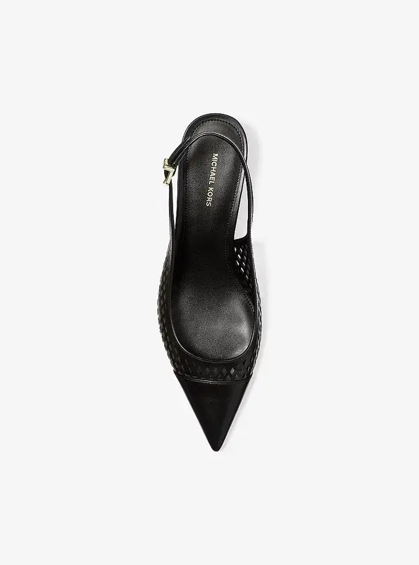 Michael Kors Amara Laser-cut Leather Slingback Pump