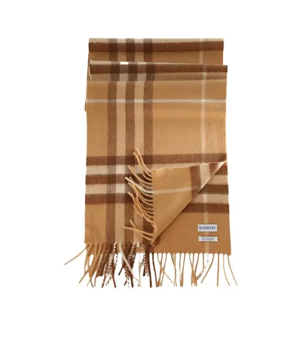 Burberry Check Cashmere Scarf - Finch Beige
