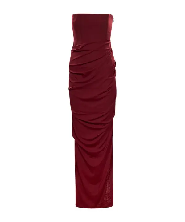 Alex Perry Strapless Draped Maxi Dress - Red