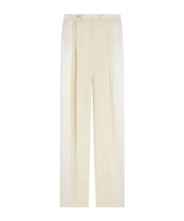 Celine Hepburn Tux Trousers In Diagonal Wool - Off White