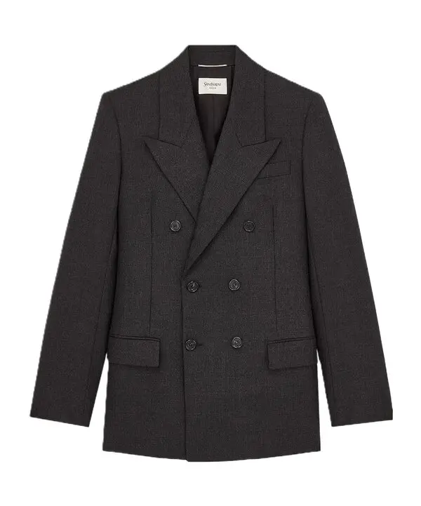 Saint Laurent Double-breasted Jacket In Felted Wool Gabardine