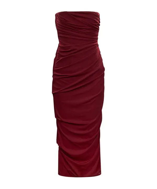 Alex Perry Strapless Draped Midi Dress - No