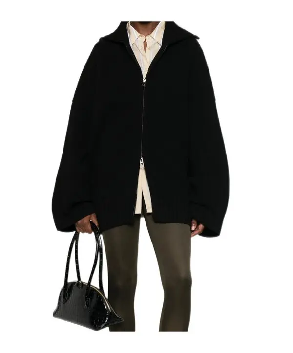 THE FRANKIE SHOP Long-sleeved Zip-up Cardigan - Black