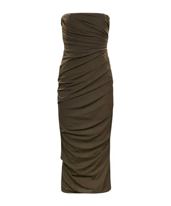 Alex Perry Strapless Draped Midi Dress - No