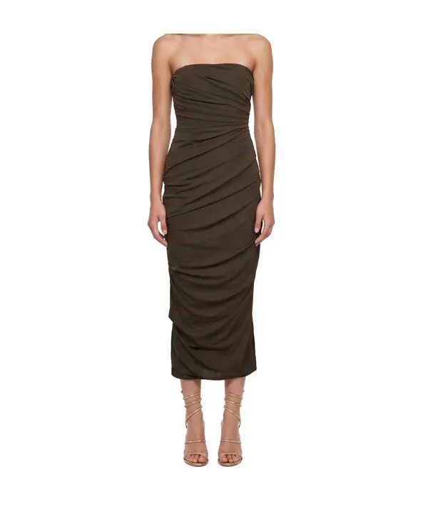 Alex Perry Strapless Draped Midi Dress - No