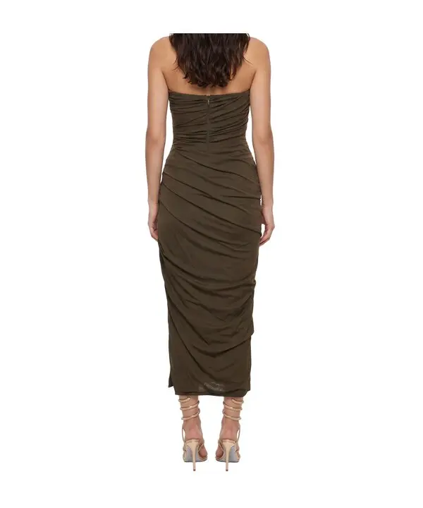 Alex Perry Strapless Draped Midi Dress - No