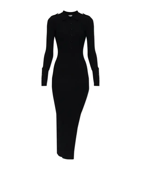 COURREGES Ribbed Long-sleeved Midi Dress With Side Slits
