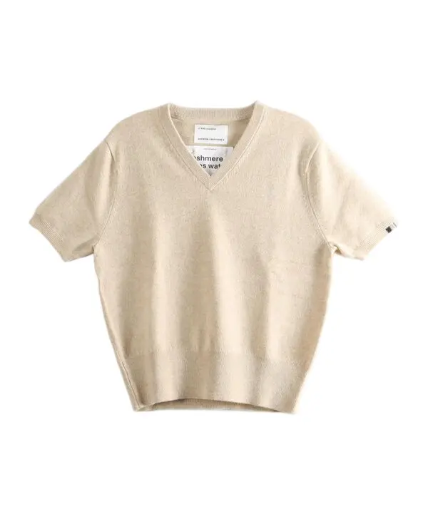 Extreme Cashmere Short-sleeved V-neck Sweater