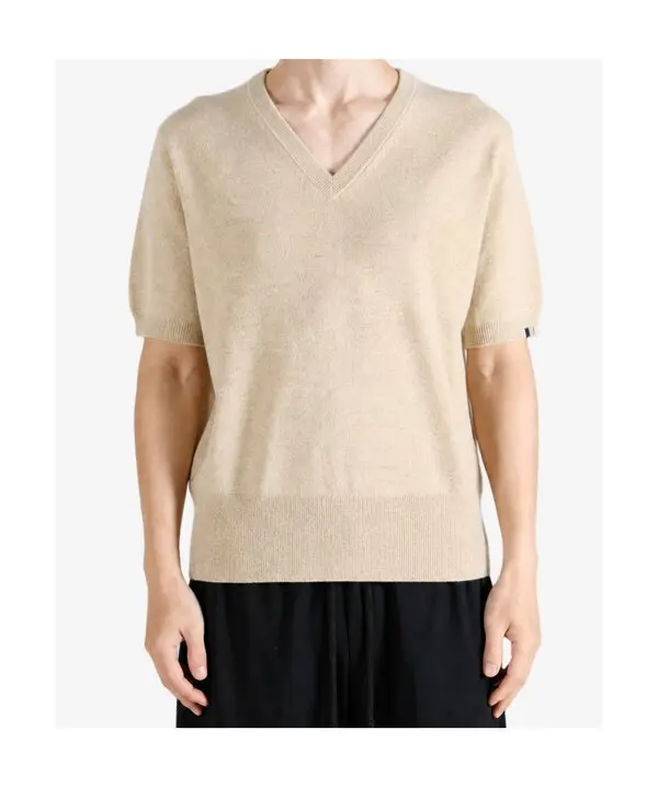 Extreme Cashmere Short-sleeved V-neck Sweater