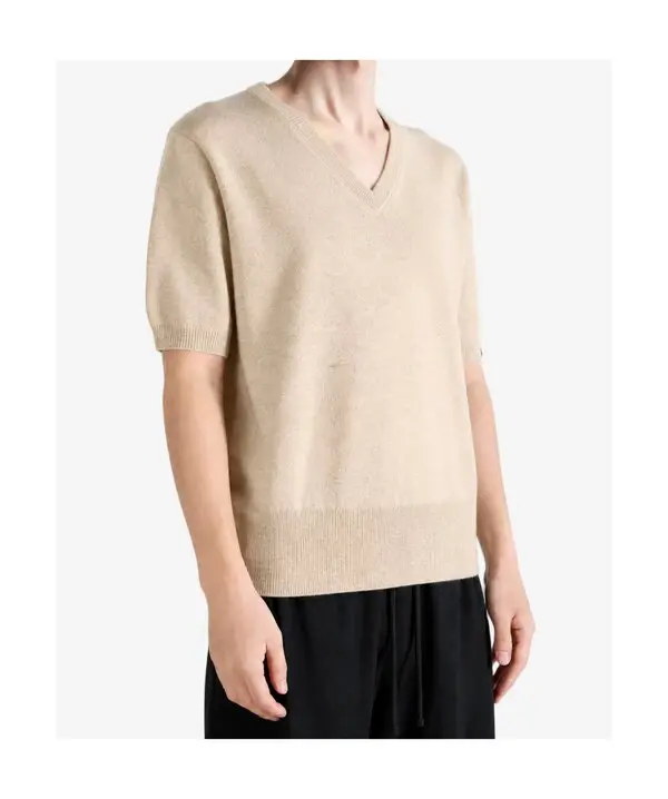 Extreme Cashmere Short-sleeved V-neck Sweater