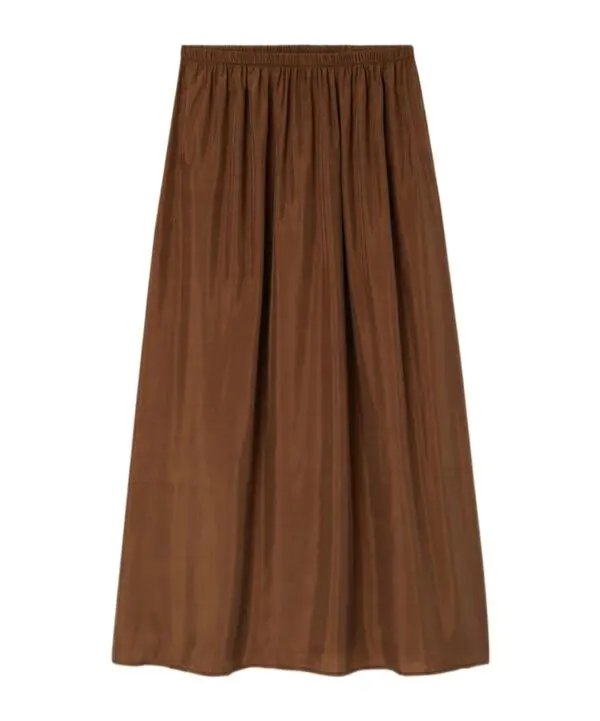 American Vintage Elastic Waistband A-line Midi Skirt - Brown