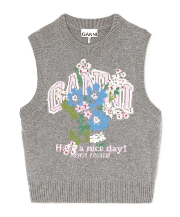 GANNI Floral Jacquard Knitted Vest - Paloma