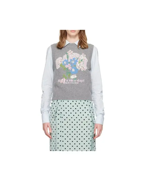 GANNI Floral Jacquard Knitted Vest - Paloma