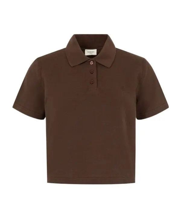 Saint Laurent Oversized Logo-embroidered Polo Shirt - Chocolat