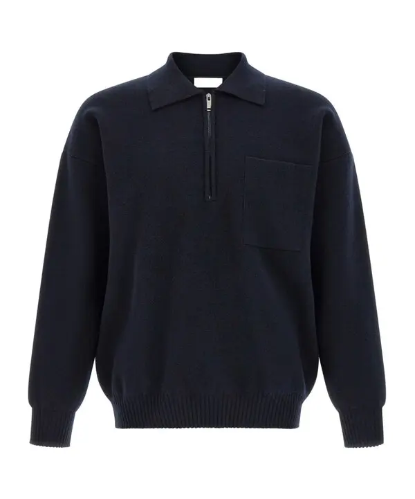 ROBERTO COLLINA Zip Polo Knitted Top