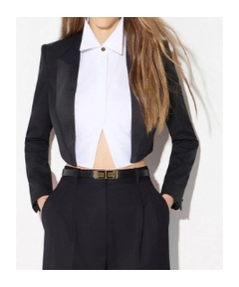 Elisabetta Franchi Cool Wool Cropped Jacket With Shirt Collar