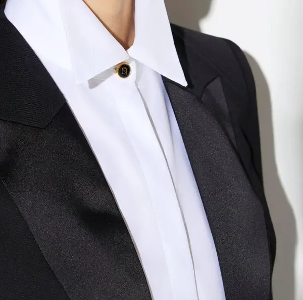 Elisabetta Franchi Cool Wool Cropped Jacket With Shirt Collar