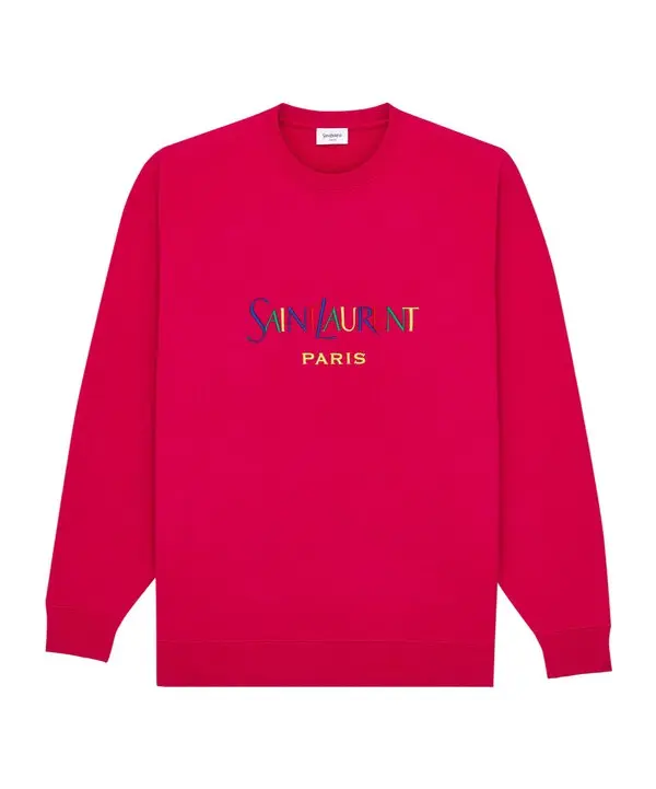 Saint Laurent Embroidered Crewneck Sweatshirt - Carmine / Multicolor