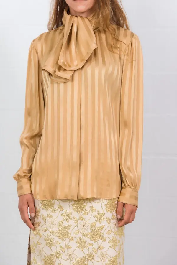 Saint Laurent Striped Bow-tie Shirt