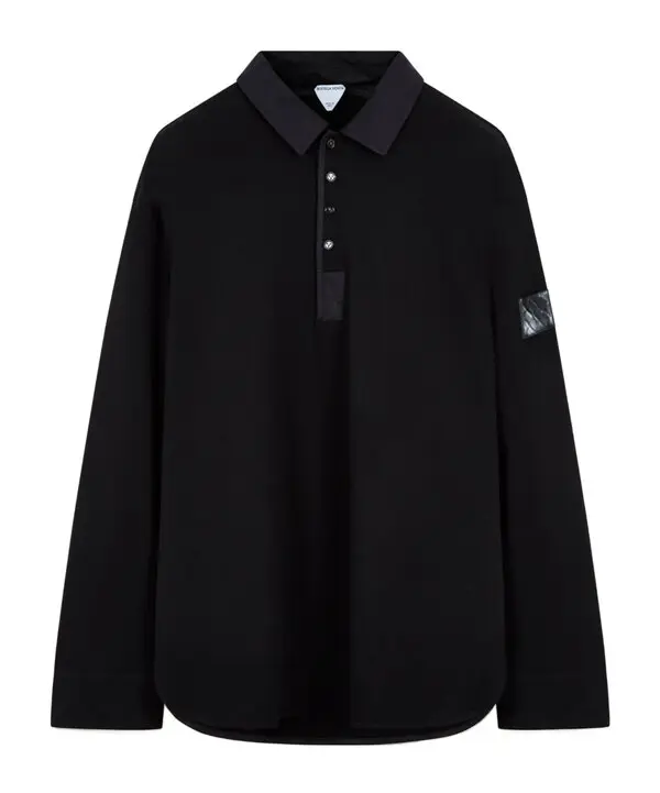 Bottega Veneta Collared Long-sleeve Polo Shirt - Black