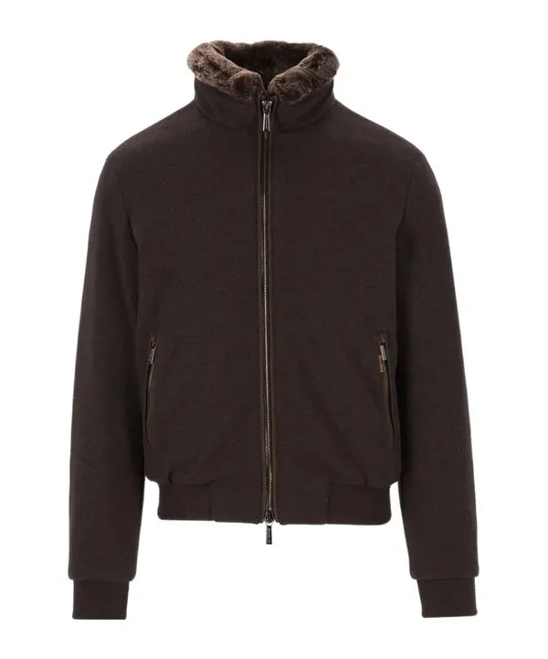 MOORER High-neck Zip Jacket With Fur Trim