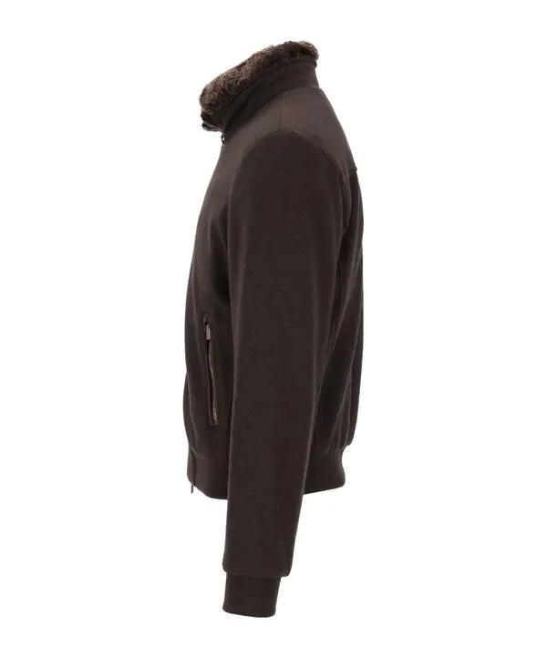 MOORER High-neck Zip Jacket With Fur Trim
