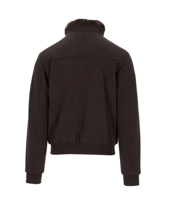 MOORER High-neck Zip Jacket With Fur Trim