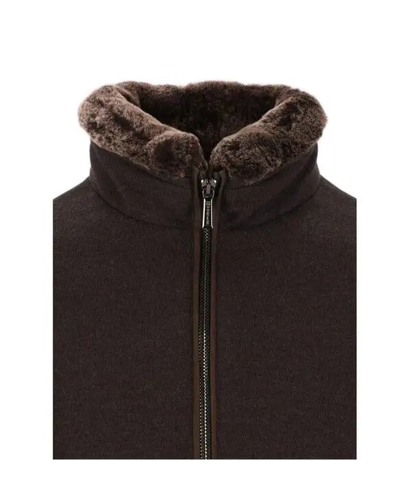 MOORER High-neck Zip Jacket With Fur Trim