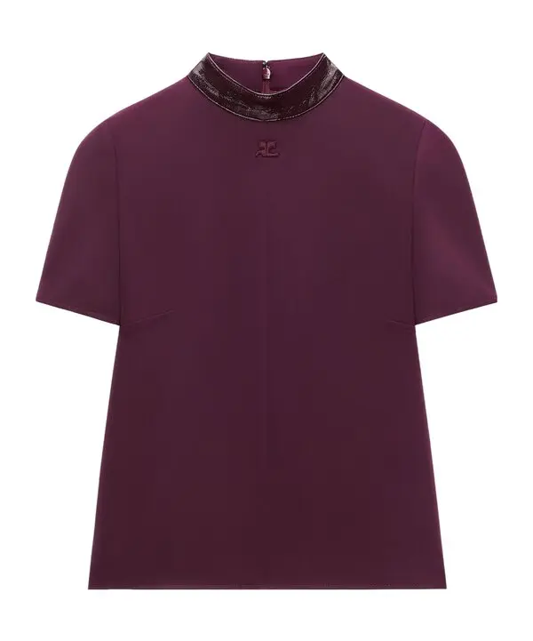 COURREGES Heritage Vinyl-collar Logo-patch Blouse