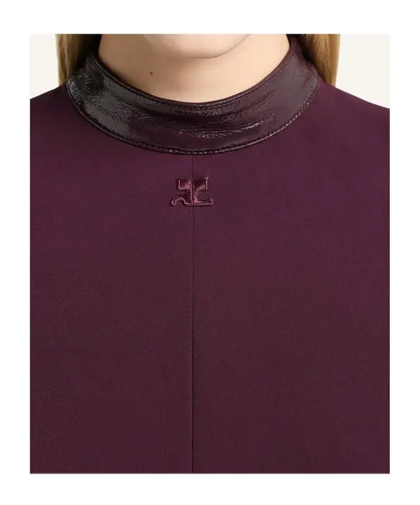 COURREGES Heritage Vinyl-collar Logo-patch Blouse