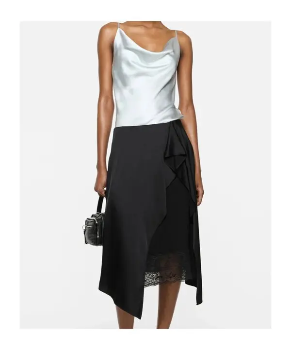 Acne Studios Shiny Satin Tank Top With Adjustable Straps And Side Slit - White