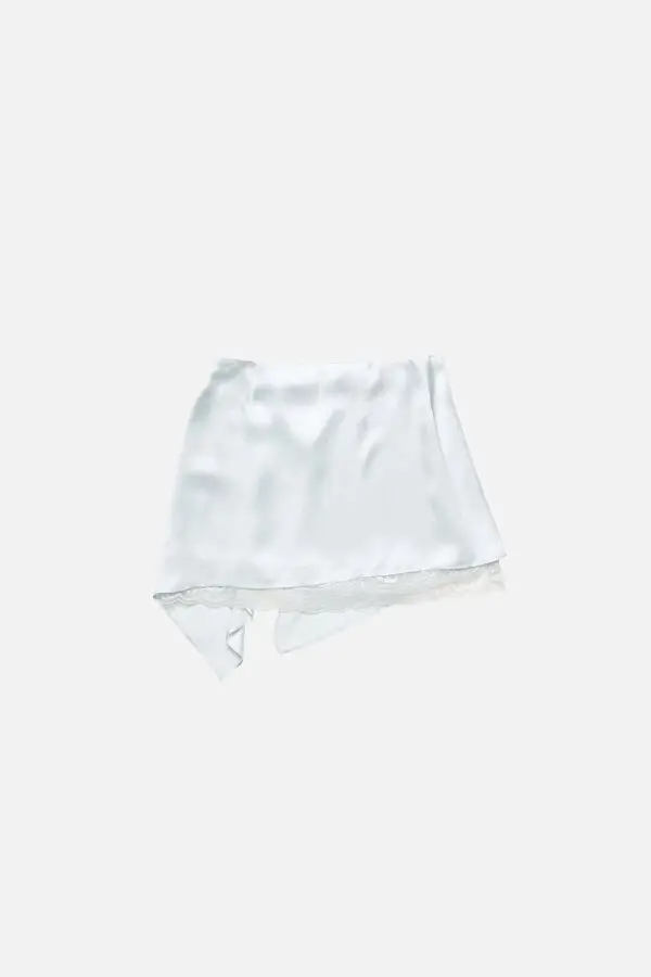 Acne Studios Asymmetrical Ruffled Satin Skirt With Lace Underlay - Ice-blue