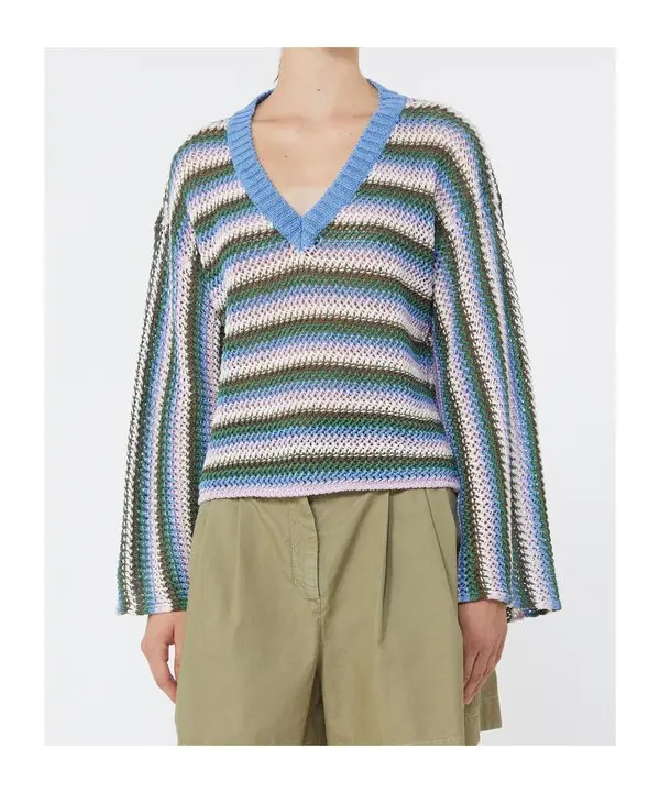 Max Mara Striped V-neck Sweater