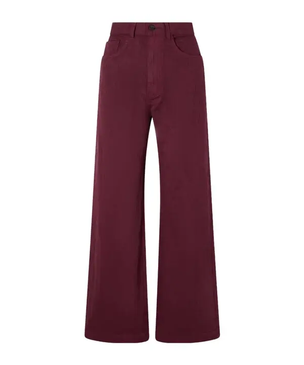 THE ELDER STATESMAN Herringbone Cotton Wide-leg Pants