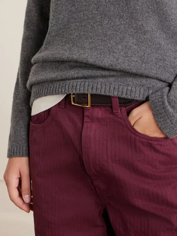 THE ELDER STATESMAN Herringbone Cotton Wide-leg Pants