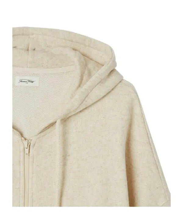 American Vintage Zip-up Hoodie With Drawstring Hood And Puff Sleeves