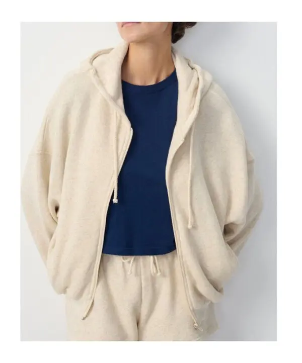 American Vintage Zip-up Hoodie With Drawstring Hood And Puff Sleeves