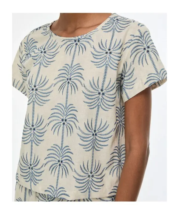 IBLUES Embroidered Palm Print Blouse