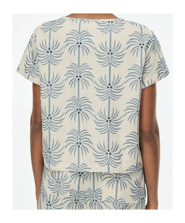 IBLUES Embroidered Palm Print Blouse