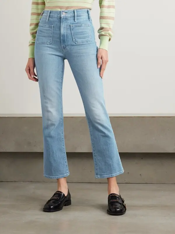 MOTHER Hustler High-waisted Flared Jeans With Patch Pockets
