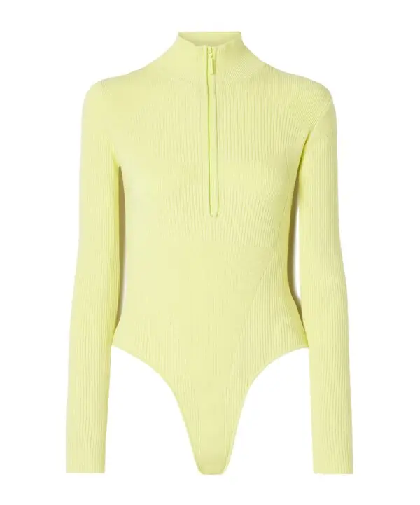 Cordova Ribbed High-neck Quarter-zip Romper