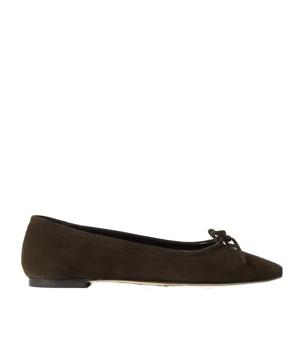 AeydĒ Delfina Suede Ballet Flats With Bow Embellishments