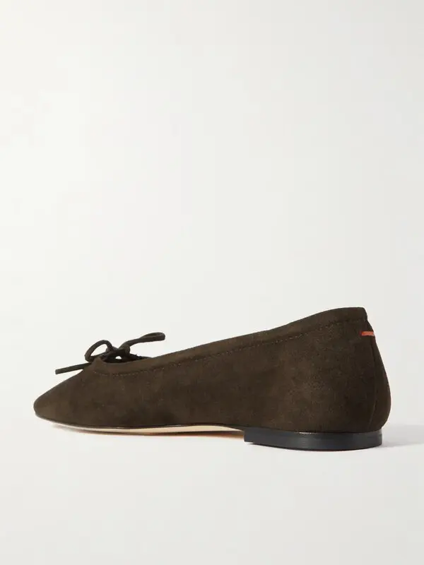 AeydĒ Delfina Suede Ballet Flats With Bow Embellishments