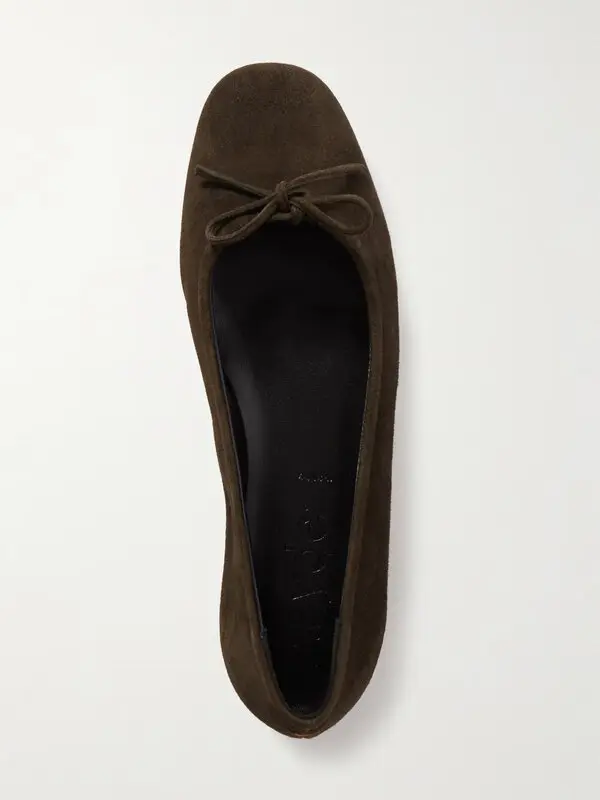 AeydĒ Delfina Suede Ballet Flats With Bow Embellishments