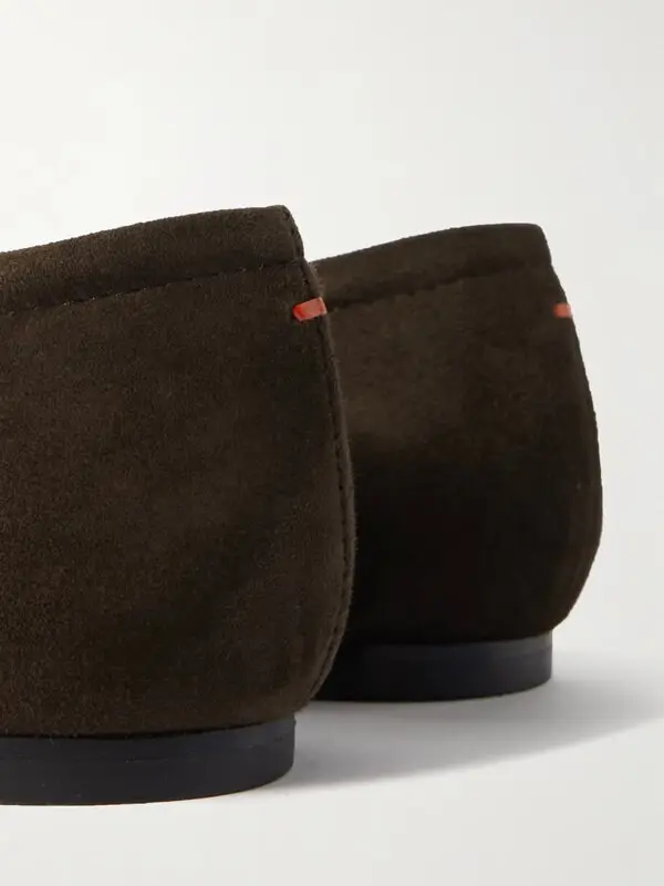 AeydĒ Delfina Suede Ballet Flats With Bow Embellishments